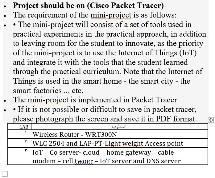 Project should be on (Cisco Packet Tracer) The requirement...