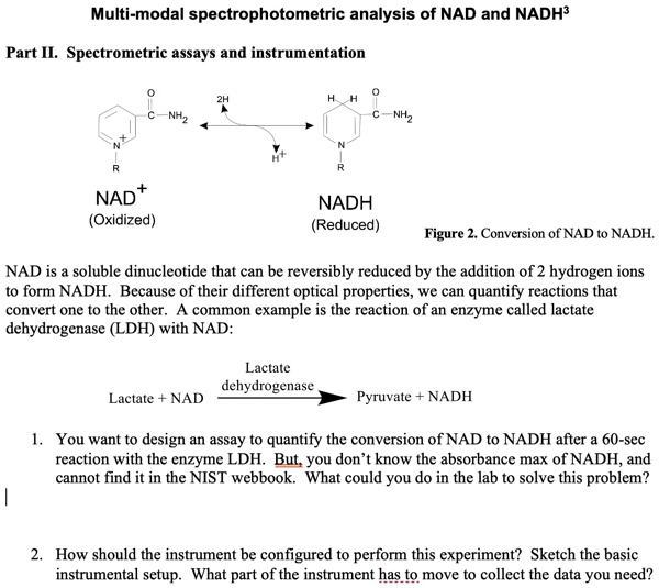 Multi-modal spectrophotometric analysis of NAD and NADH3 Part II ...