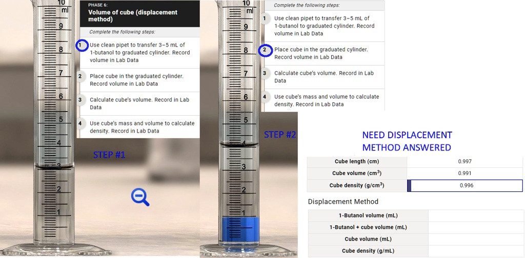 only displacement method part phase 6 volume of cube displacement ...
