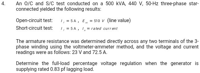 SOLVED: An Open-Circuit (O/C) and Short-Circuit (S/C) test conducted on ...