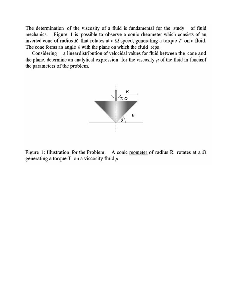 SOLVED: The determination of the viscosity of a fluid is fundamental ...
