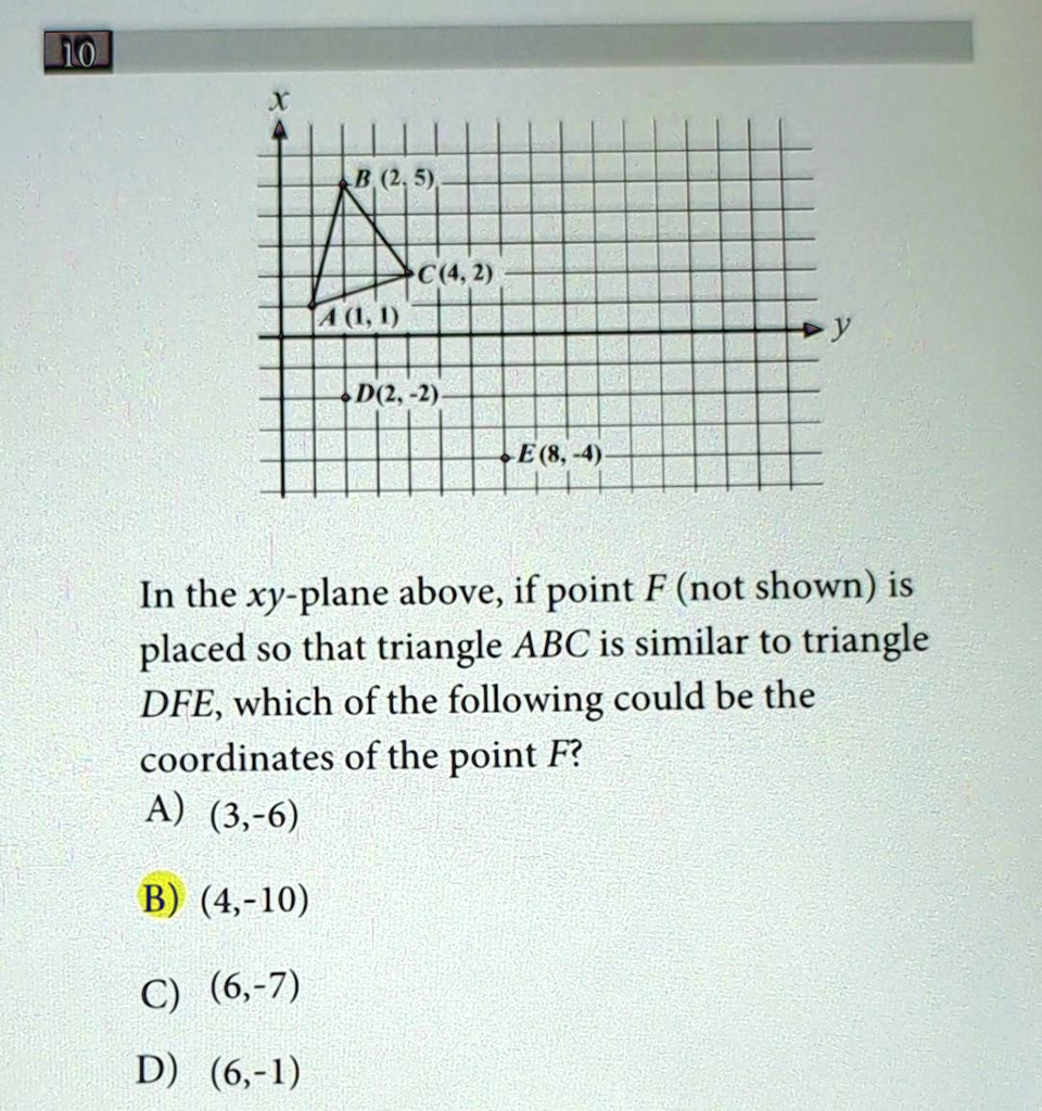 SOLVED: Texts: How is B the correct answer? B (2,5) C (4,2) A (1,1) D ...