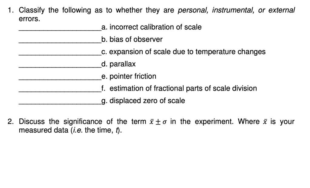 SOLVED: 1. Classify the following as to whether they are personal, instrumental, or external ...