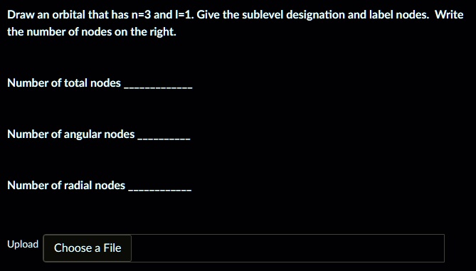 SOLVED: Draw an orbital that has n-3 and [-1. Give the sublevel ...