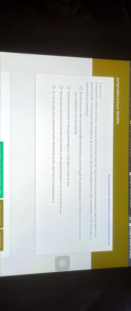 jurisprudence exam rnrpn you must answer all questions to proceed with ...