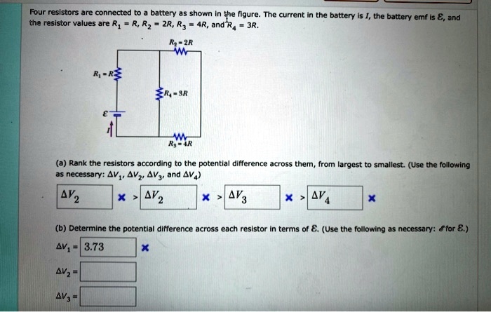 SOLVED: Four resistors are connected to battery as shown in the figure ...