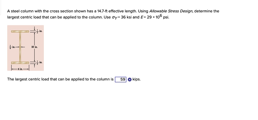 SOLVED: A steel column with the cross section shown has a 14.7-ft effective length.Using ...