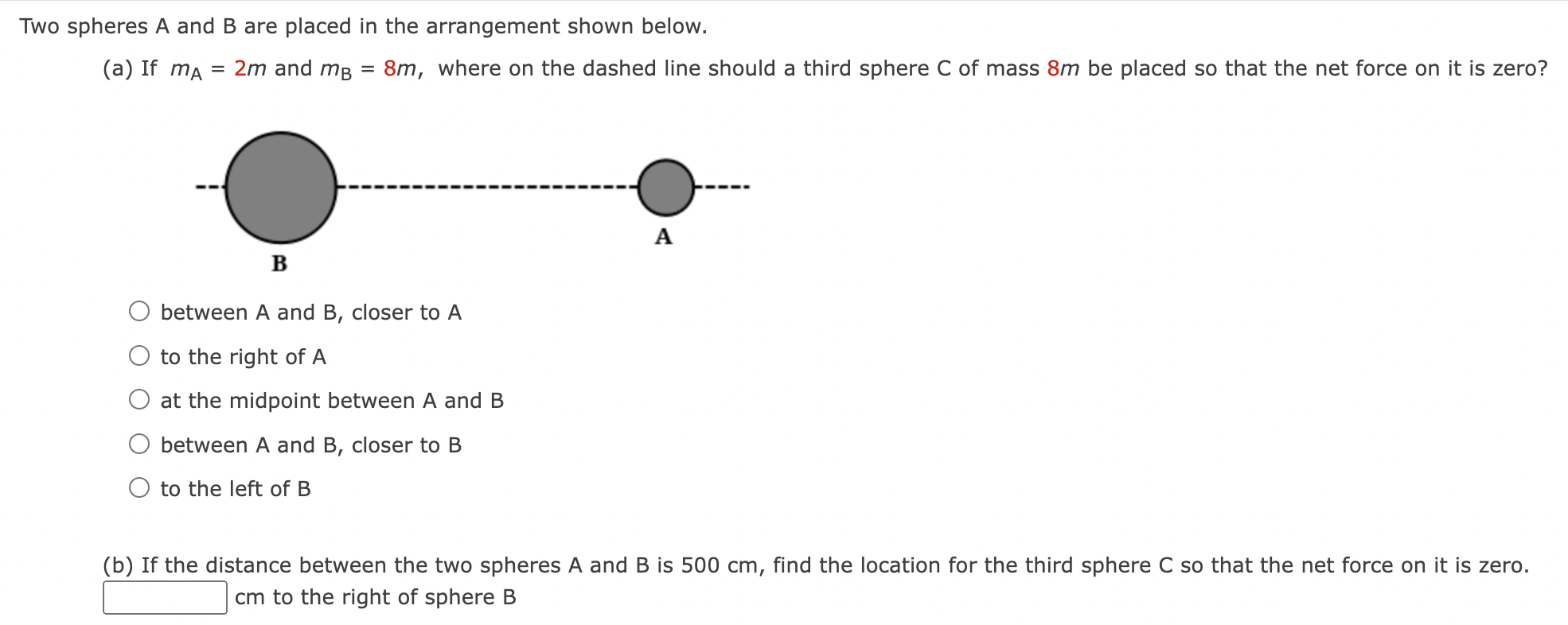 SOLVED: Two spheres A and B are placed in the arrangement shown below ...