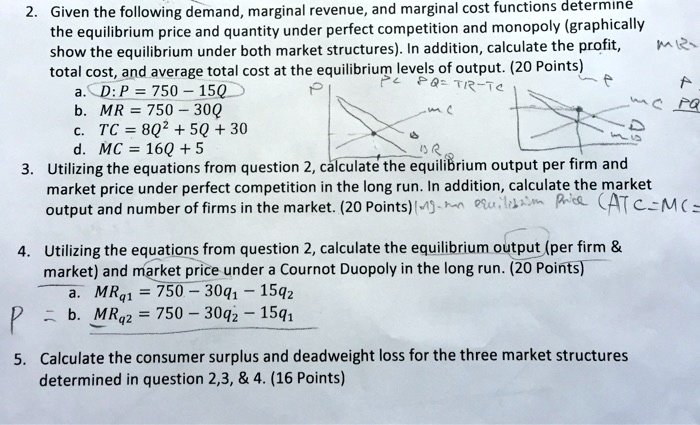 SOLVED: The equilibrium price and quantity under perfect competition ...