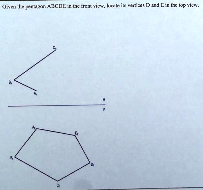 Given the pentagon ABCDE in the front view, locate its vertices D and E ...