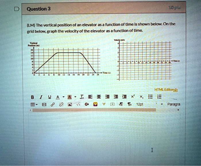 question 3 10 pts lm the vertical position of an elevator asa function ...