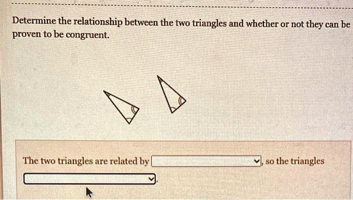 determine the relationship between the two triangles and whether or not ...