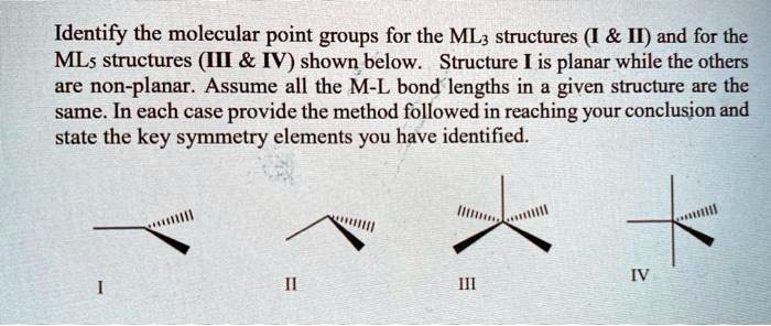 SOLVED:Identify the molecular point groups for the MLy structures (I ...