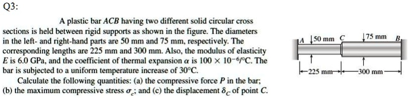 Q3: A plastic bar ACB having two different solid circular cross ...