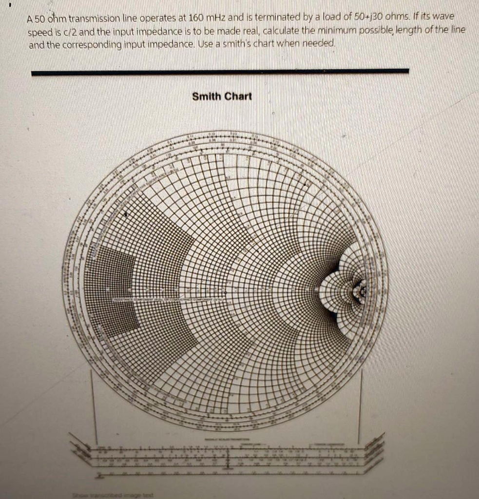 SOLVED: A 50 ohm transmission line operates at 160 MHz and is ...