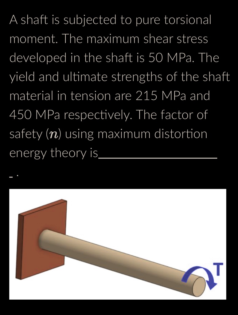 A shaft is subjected to pure torsional moment. The maximum shear stress ...