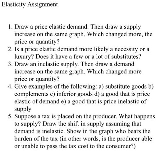 Elasticity Assignment 1. Draw a price elastic demand. Then draw a ...