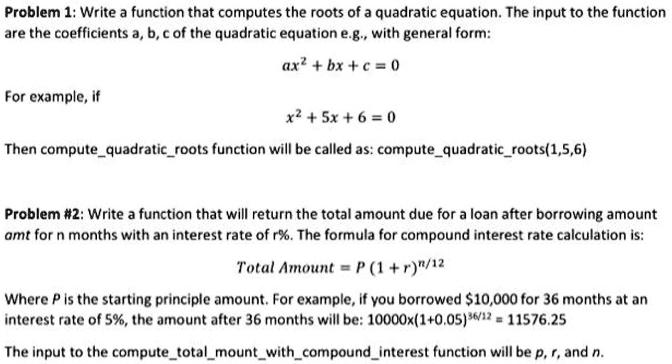 VIDEO solution: Problem 1: Write a function that computes the roots of ...