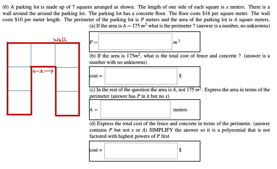 SOLVED: (6) A parking lot is made up of 7 squares arranged as shown ...