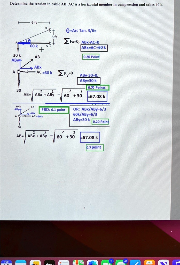 Determine the tension in cable AB. AC is a horizontal member in ...