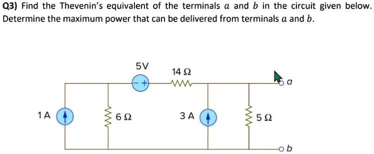 SOLVED: Q3) Find the Thevenin's equivalent of the terminals a and b in the circuit given below ...