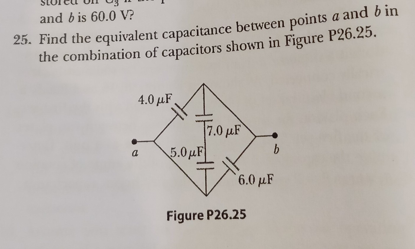 and b is 60.0 V ? 25. Find the equivalent capacitance between points a ...