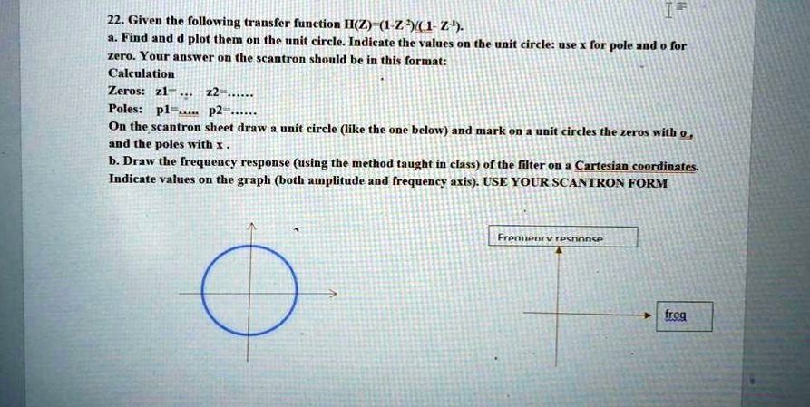SOLVED: 22. Given the following transfer function H(Z) = (1-Z)/(1-Z) a ...