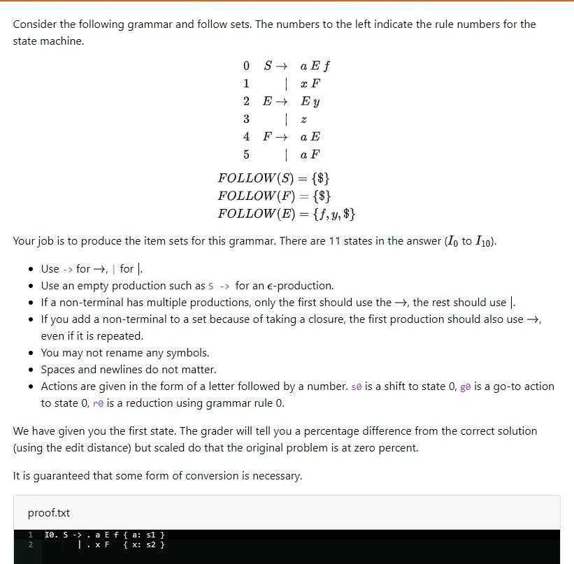 consider the following grammar and follow setsthe numbers to the left ...