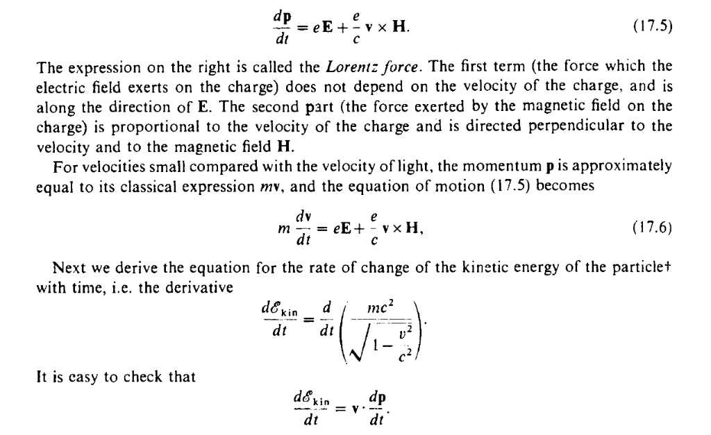 Electric Field Kinetic Energy Equation