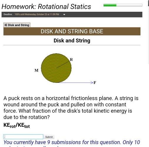 Homework Rotational Statics Problem Disk And String Disk And String 3290