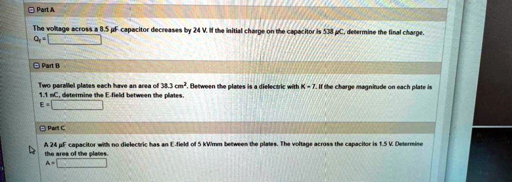 the voltage across a 85 f capacitor decreases by 24 v if the initial ...