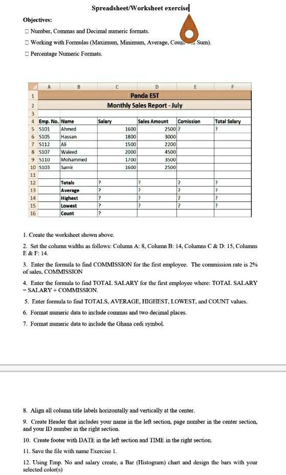 Video Solution Spreadsheet Worksheet Exercise Objectives Numbers Commas And Decimal Numeric