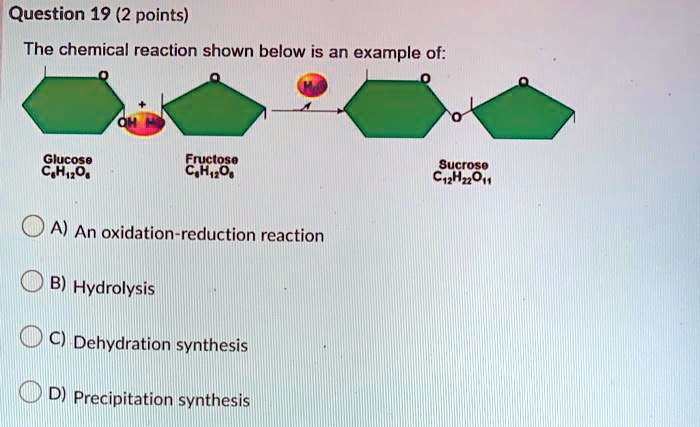Question 19 (2 points) The chemical reaction shown below is an example ...