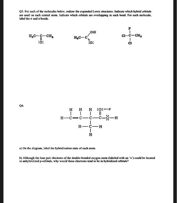 SOLVED: " For each of the molecules below, redraw the expanded Lewis structures. Indicate which ...