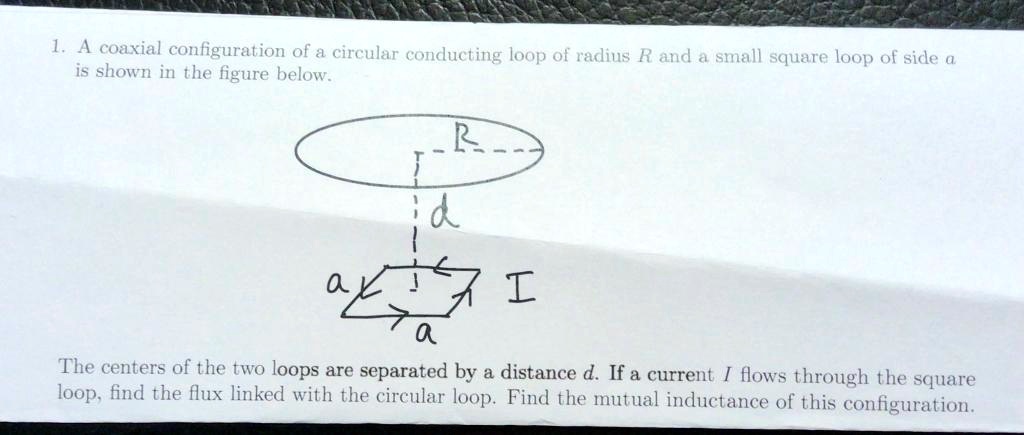 SOLVED: A coaxial configuration of a circular conducting loop of radius R and a square loop of ...