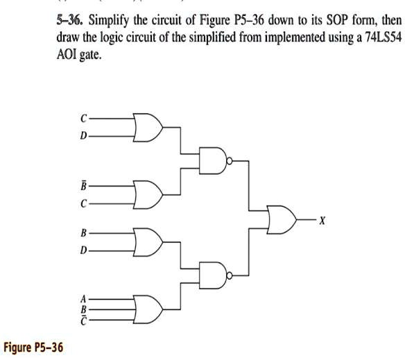 5-36. Simplify the circuit of Figure P5-36 down to its SOP form, then ...