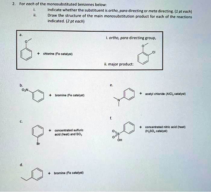 for each of the monosubstituted benzenes below indicate whether the ...