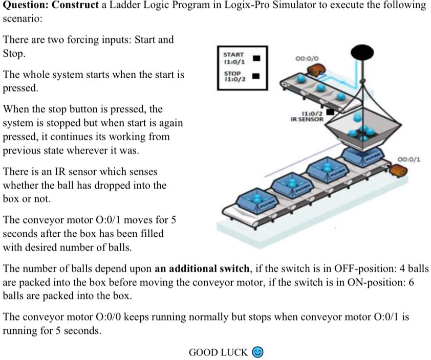 Solved Question Construct A Ladder Logic Program In Logix Pro Simulator To Execute The