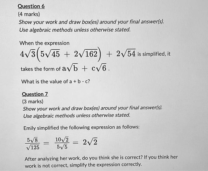 SOLVED: Question 6 (4 marks): Show your work and draw box(es) around your final answer(s). Use ...