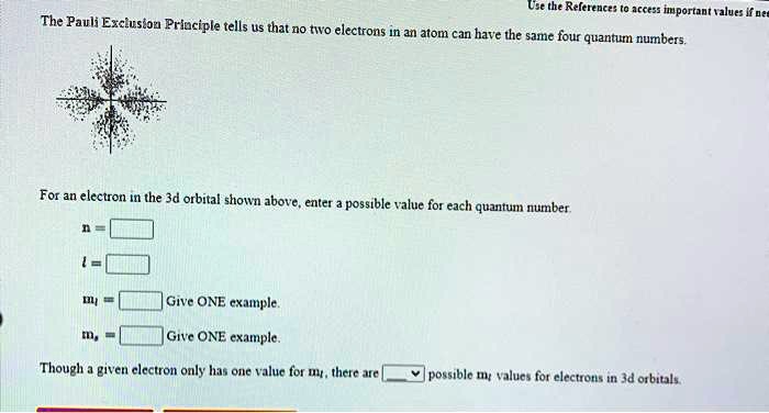 SOLVED: The Pauli Exclusion Principle tells us that no two electrons in an atom can have the ...