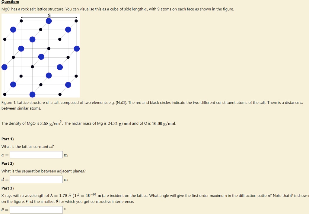 question mgo has rock salt lattice structure you can visualise this as ...