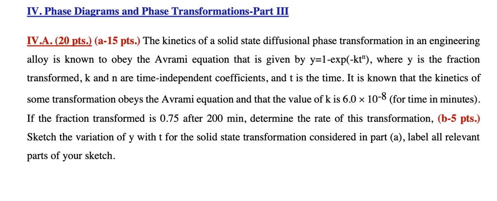 IV. Phase Diagrams and Phase Transformations-Part III IV.A. (20 pts.) (a-15 pts.) The kinetics ...