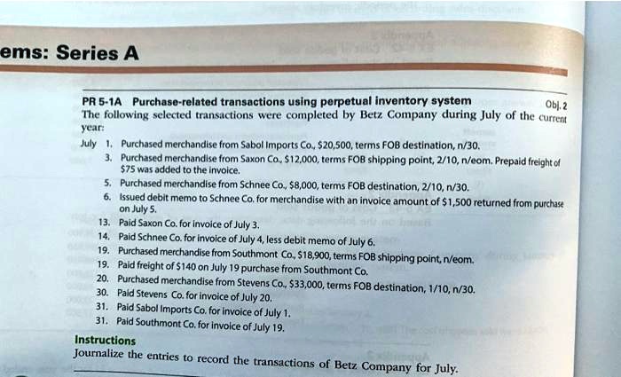 please do the periodic inventory system emsseries a pr 5 1a purchase related transactions using ...