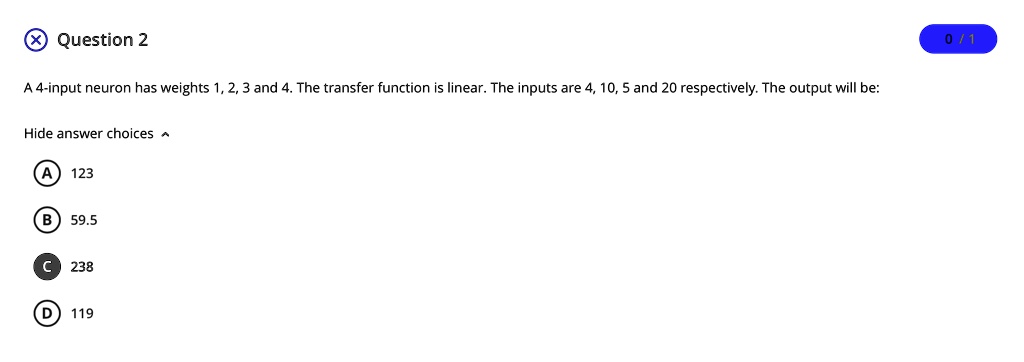 A 4 Input Neuron Has Weights 1 2 3 And 4 The Transfer Function Is Linear The Inputs Are 4 9088