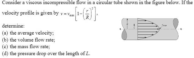 SOLVED: Consider viscous incompressible flow in a circular tube shown in the figure below. If ...