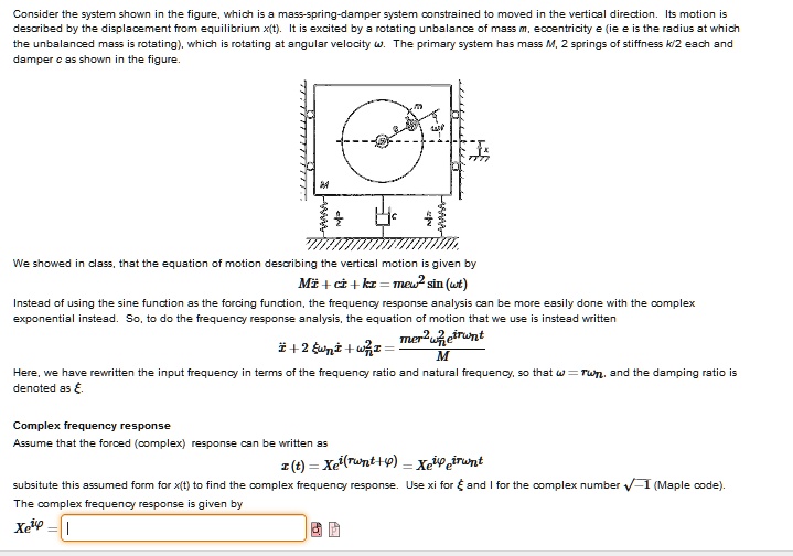SOLVED: Consider the system shown in the figure, which is a mass-spring ...