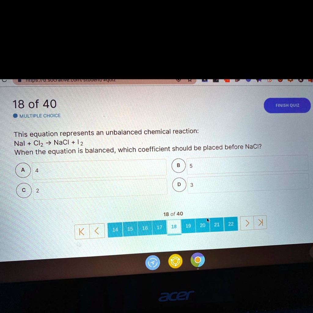 SOLVED: This equation represents an unbalanced chemical reaction: Nal ...