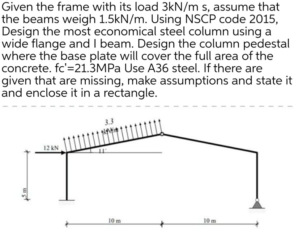 SOLVED: Given the frame with its load 3 kN/m^2, assume that the beams ...