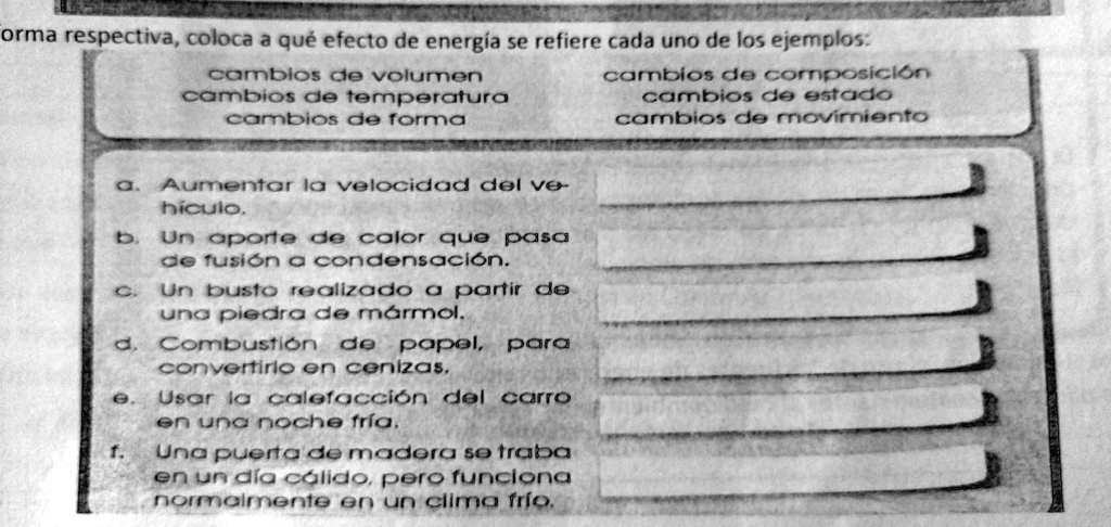 SOLVED: porfa ayudaaaaaaaaaa orma respectiva, coloca a qué efecto de ...