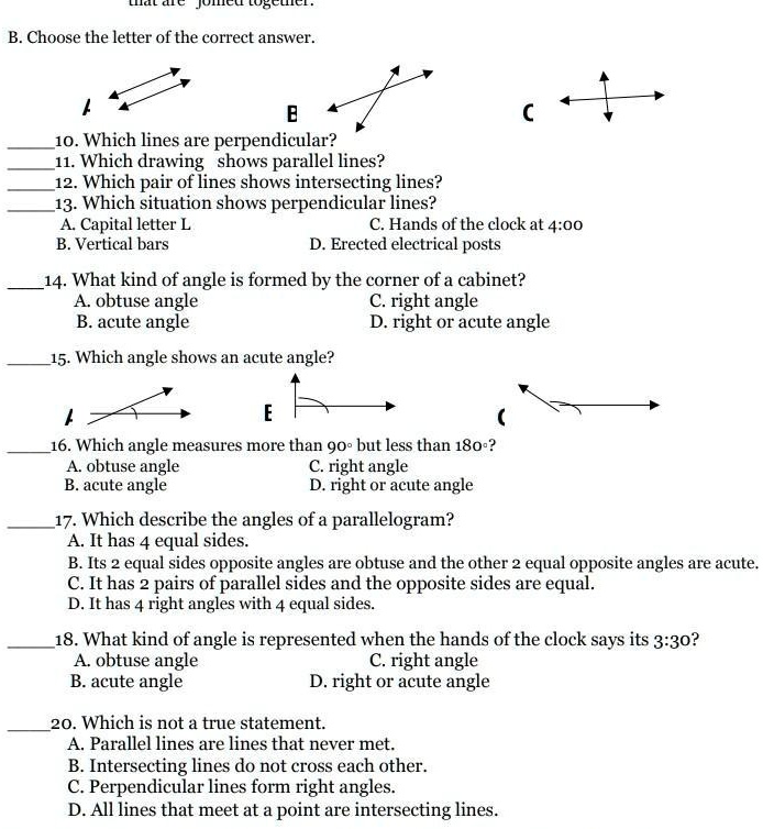 together. B. Choose the letter of the correct answer. B C 10. Which ...